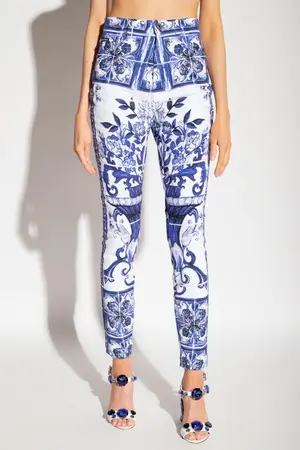 Dolce & Gabbana Majolica Printed Tapered Leg Jeans