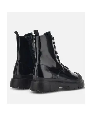Hogan H619 Combat Lace-up Boots - Black
