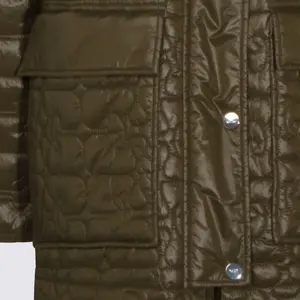GANNI Quilted Midi Jacket With Classic Collar - Green