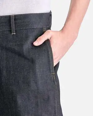 Rick Owens Denim Bermuda Shorts With Side Slits