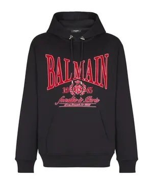 Balmain Flocked College Hoodie