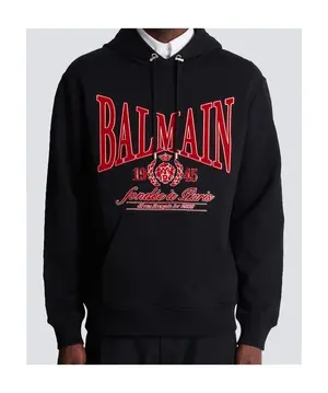 Balmain Flocked College Hoodie