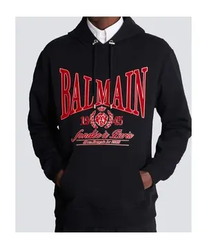 Balmain Flocked College Hoodie