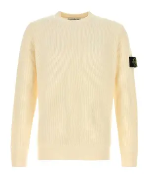 Stone Island Ribbed Crew Neck Sweater - Ivory