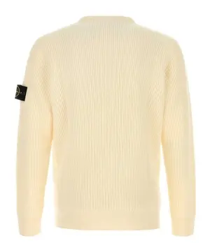 Stone Island Ribbed Crew Neck Sweater - Ivory