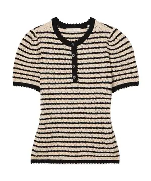DÔEN Short Sleeve Striped Knit Top