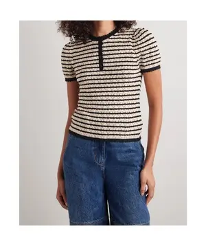 DÔEN Short Sleeve Striped Knit Top