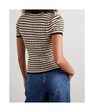 DÔEN Short Sleeve Striped Knit Top