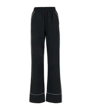 Off-White High Waist Straight Leg Trousers With Jacquard Logo