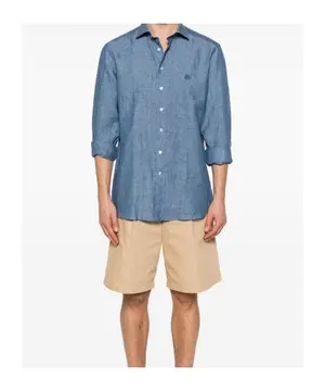 Etro Logo Embroidered Long Sleeved Shirt - Blue