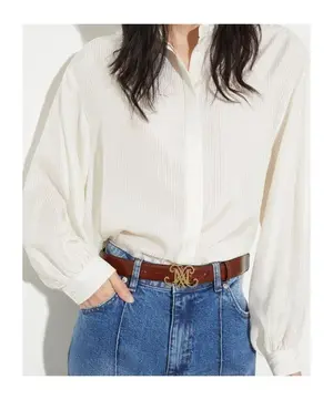 MAXCO. Logo Buckle Leather Belt