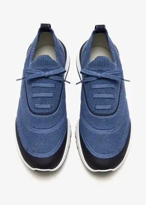 Brunello Cucinelli Knit Lace-up Sneakers - Blue