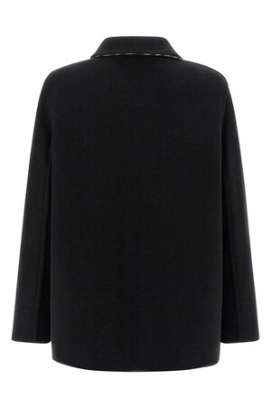 Burberry Overshirt With Press-stud Closure - Black/sand