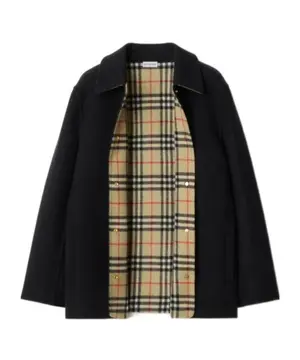 Burberry Overshirt With Press-stud Closure - Black/sand