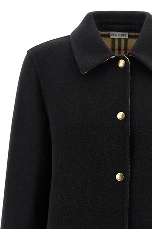 Burberry Overshirt With Press-stud Closure - Black/sand