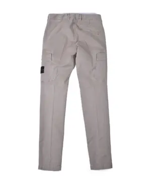 Stone Island Beige Logo Patch Cargo Trousers - Gray