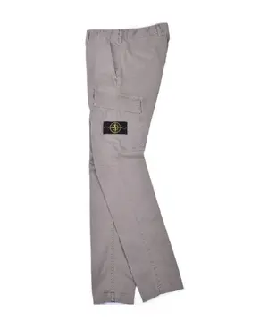 Stone Island Beige Logo Patch Cargo Trousers - Gray