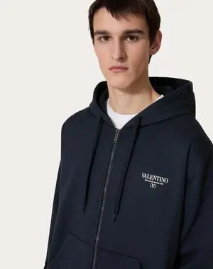 Valentino Garavani Zip-up Hooded Jacket With Drawstring