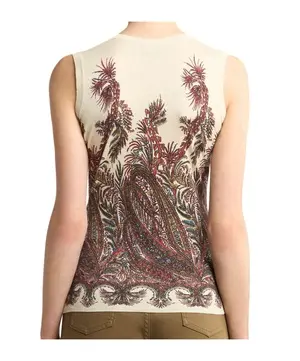 Etro Silk And Cashmere Top With Placed Print