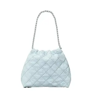 Tory Burch Fleming Soft Denim Hobo Bag