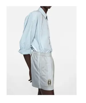 Acne Studios Striped Logo Shorts - Grey