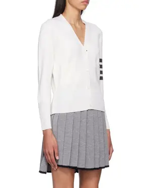 Thom Browne 4-bar Milano Stitch Buttoned Cardigan - White