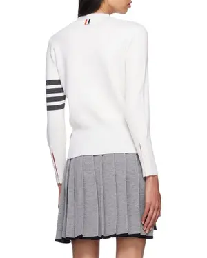 Thom Browne 4-bar Milano Stitch Buttoned Cardigan - White