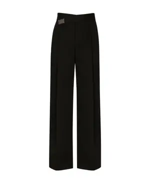 Dolce & Gabbana Logo Plaque Cotton Trousers