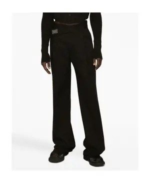Dolce & Gabbana Logo Plaque Cotton Trousers