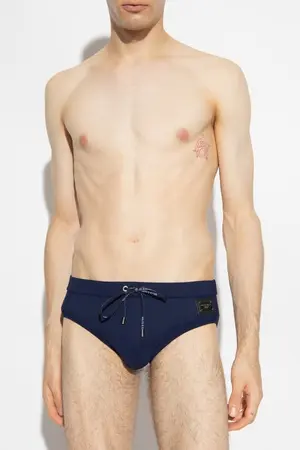 Dolce & Gabbana Logo Patch Drawstring Swim Shorts