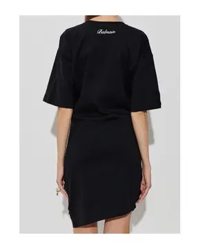 Balmain Gathered Short-sleeve Dress