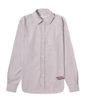 Maison Kitsuné Striped Cotton Shirt - Gray