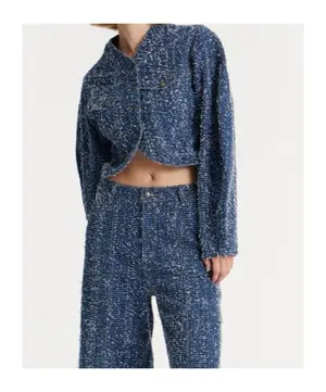 ROTATE BY BIRGER CHRISTENSEN Long Sleeve Denim Jacket - Blue
