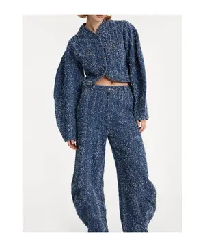 ROTATE BY BIRGER CHRISTENSEN Long Sleeve Denim Jacket - Blue