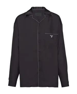 Prada Contrasting-trim Button-up Shirt - Black