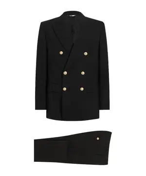 Dolce & Gabbana Martini-fit Gold-button Double-breasted Suit - Black