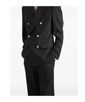 Dolce & Gabbana Martini-fit Gold-button Double-breasted Suit - Black