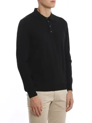 DRUMOHR Long-sleeve Woolen Polo Pullover - Black