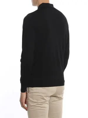 DRUMOHR Long-sleeve Woolen Polo Pullover - Black