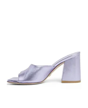 STUART WEITZMAN Metallic Trumpet Heel Sandals