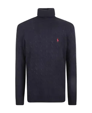 Polo Ralph Lauren Embroidered Roll Neck Jumper - Black