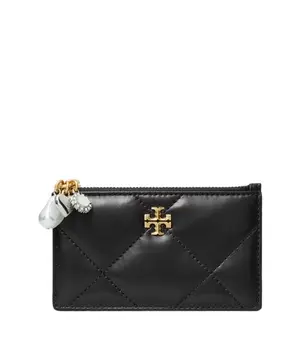 Tory Burch Quilted Charm Zip Card Case - Black