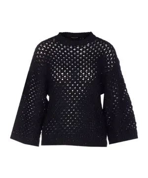 Fabiana Filippi Open Knit Crewneck Jumper - Black