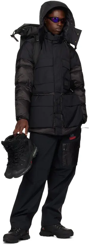 C.P. COMPANY Hooded Down Puffer Jacket - Black