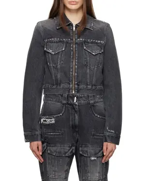 Givenchy Collared Zip-up Denim Jacket