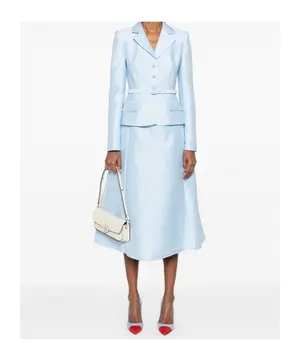 SELF-PORTRAIT Long-sleeved Taffeta Midi Dress