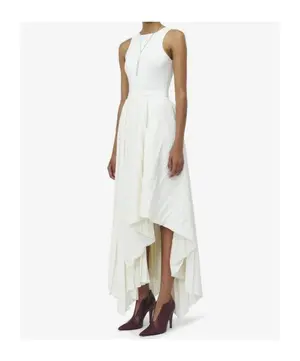 Alexander McQueen Sleeveless Asymmetrical Pleated Dress - Ivory