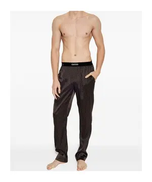 TOM FORD Polka-dot Pattern Pyjama Pants - Black