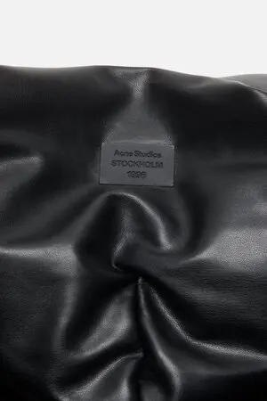 Acne Studios Hooded Leather Jacket With Pleated Hem