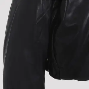 Acne Studios Hooded Leather Jacket With Pleated Hem